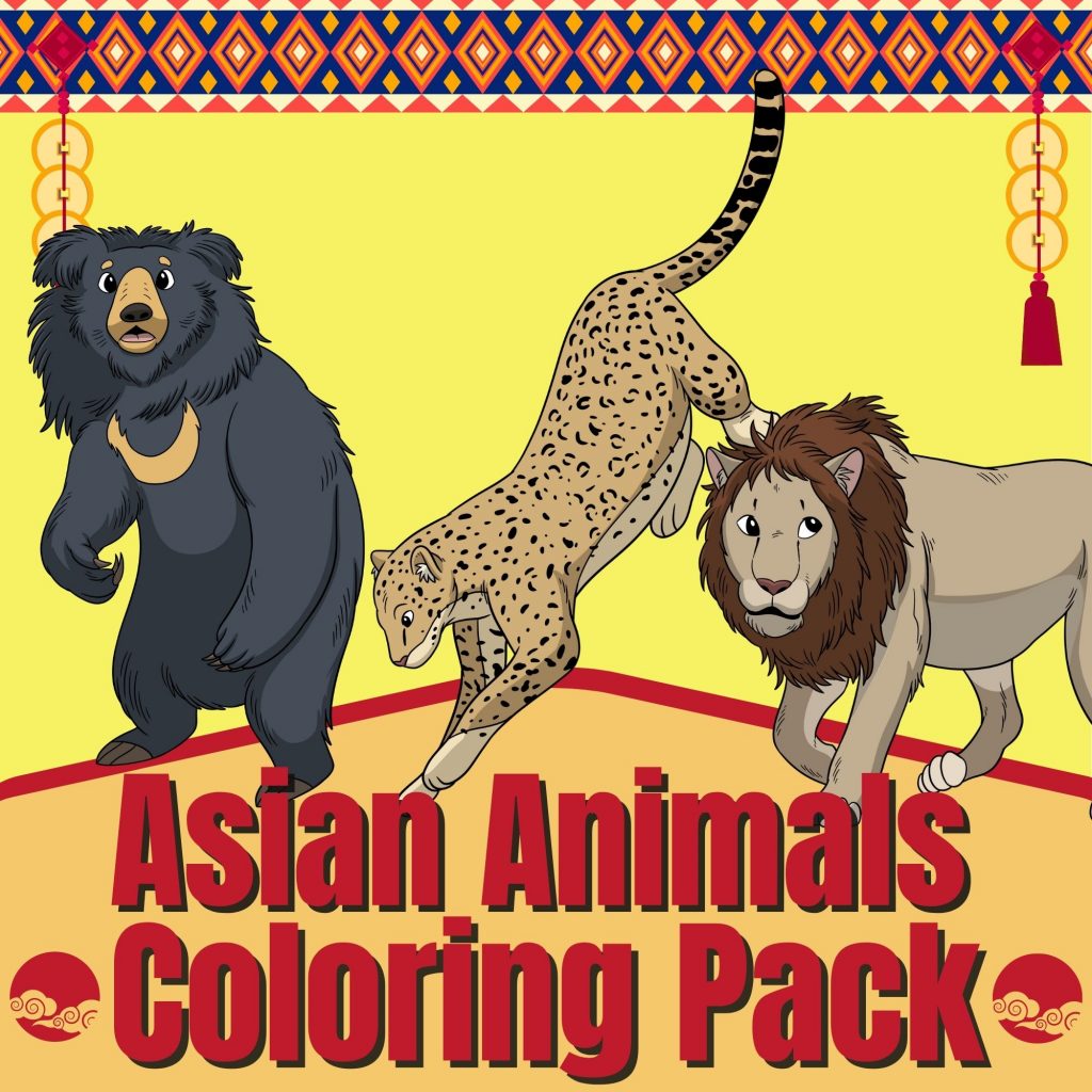 Asian Animals Coloring Pack - Silver - PLR Beach: PLR Printables and ...